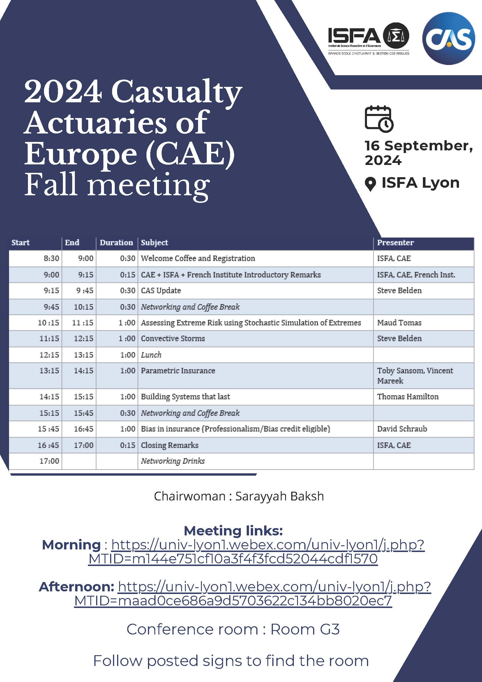 2024 Casualty Actuaries of Europe (CAE) Fall Meeting Agenda and Presentations | Casualty ...